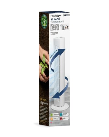 Beldray 32 Inch Tower Fan With Timer White | Fashion World